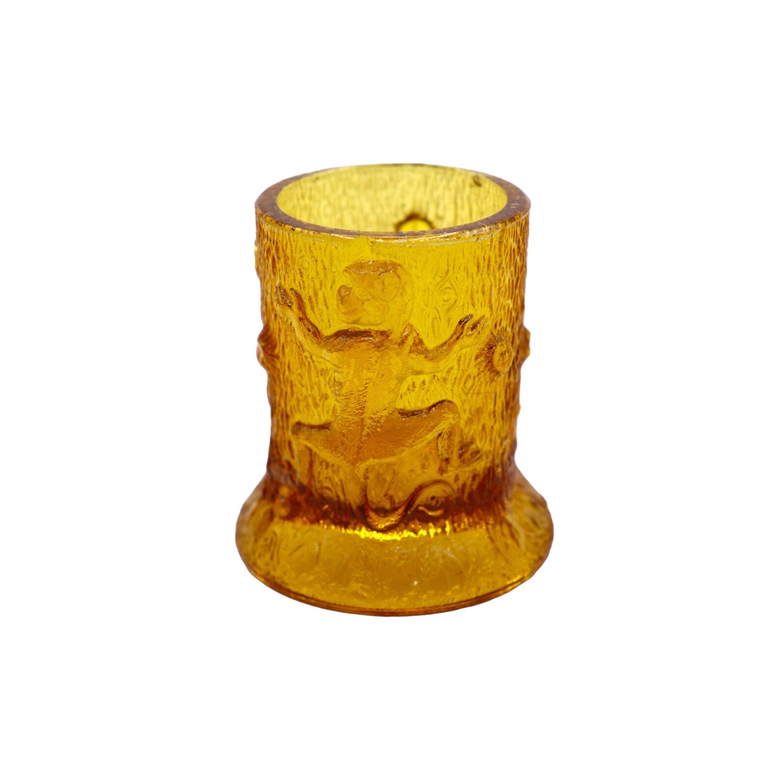 U.S Glass Co. EAPG monkey on a Tree Stump Amber Glass Toothpick Holder ...