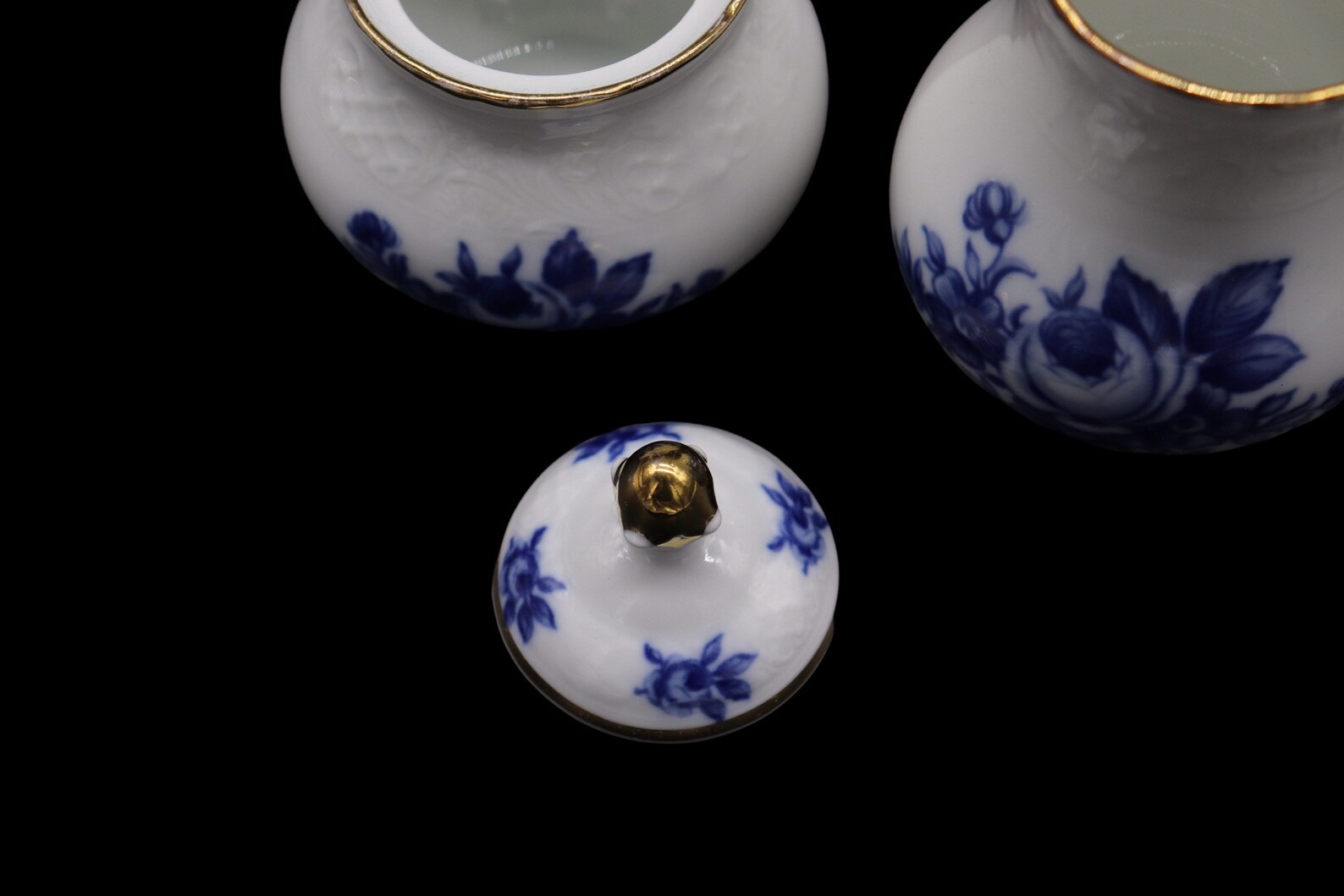 Schumann Arzberg Echt Cobalt Blue Roses Porcelain Sugar Bowl - Etsy