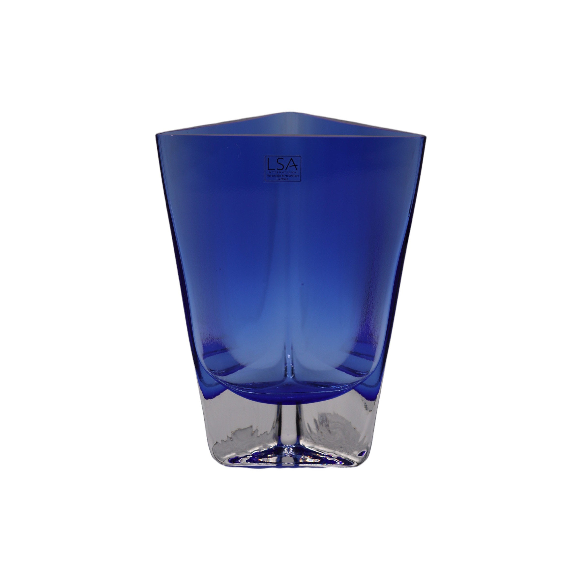 LSA International Cobalt Blue Polish Art Glass Triangular Vase - Etsy