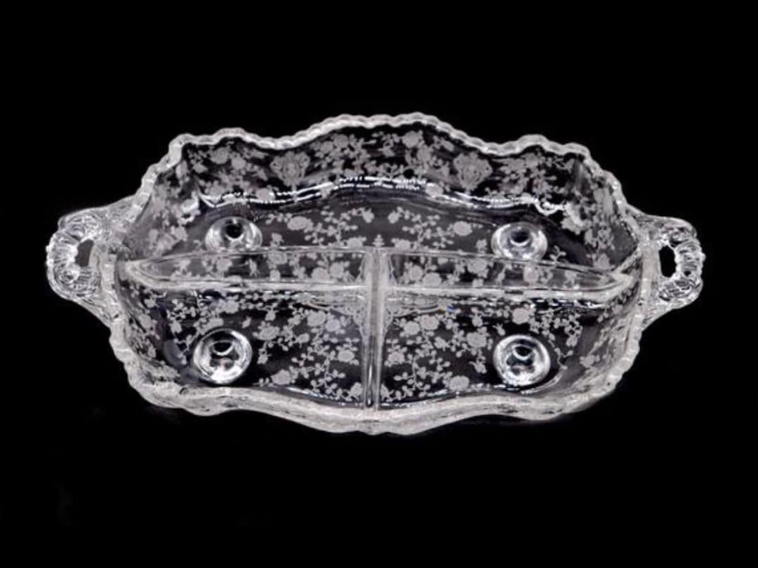 Cambridge Glass Rose Point Pattern 3 Part Relish Tray - Etsy