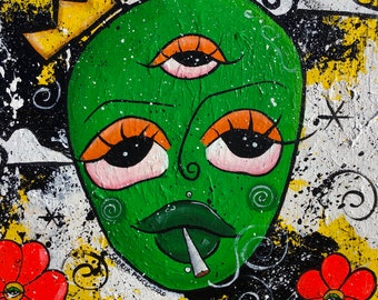 Trippy Smoking Alien - Etsy