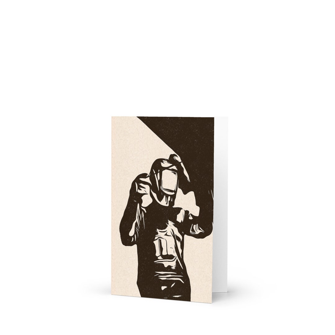 Welding Card Welding Graduation Card Woodblock Print Style Illustration ...