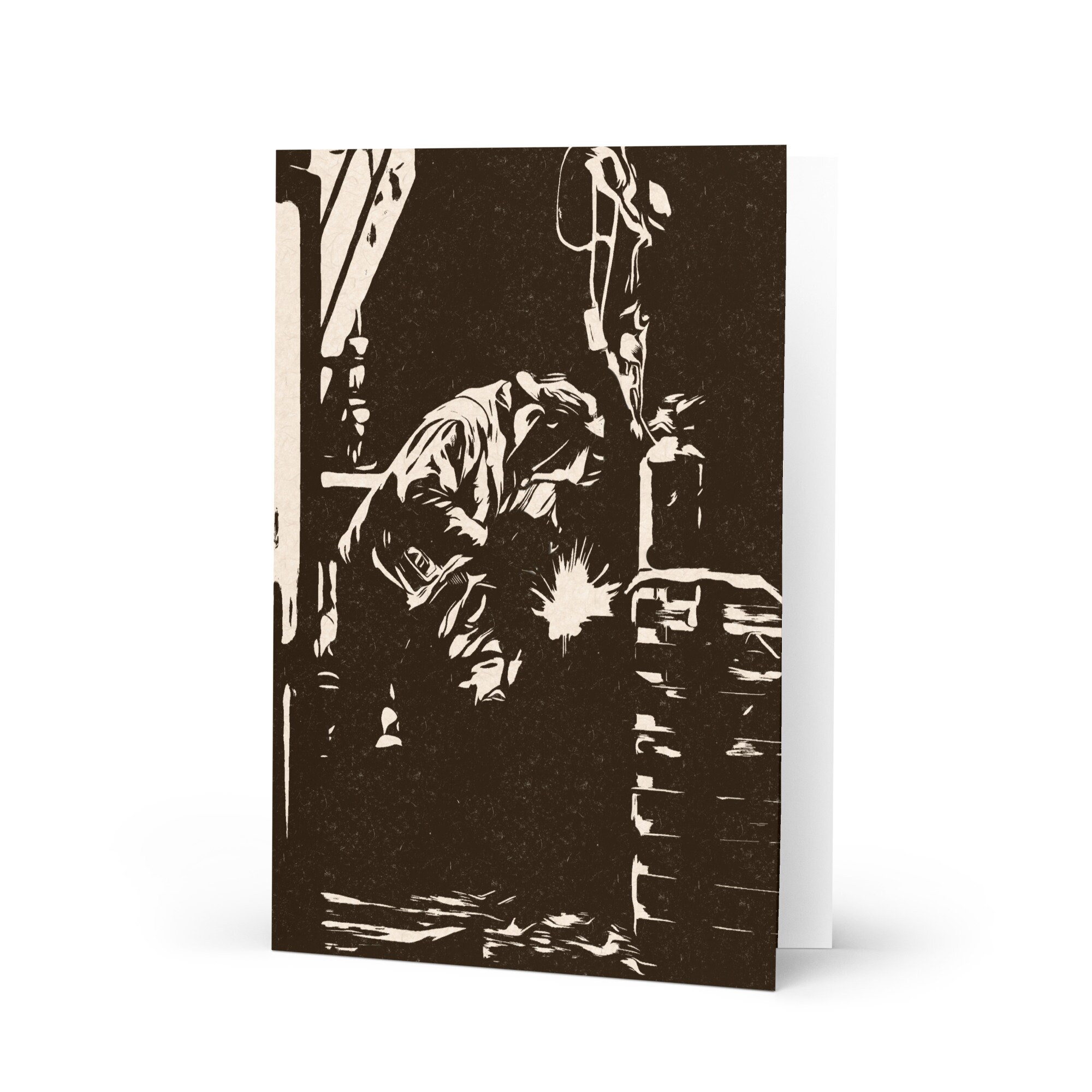 Welding Card | Welding Graduation Card - Woodblock Print Style ...