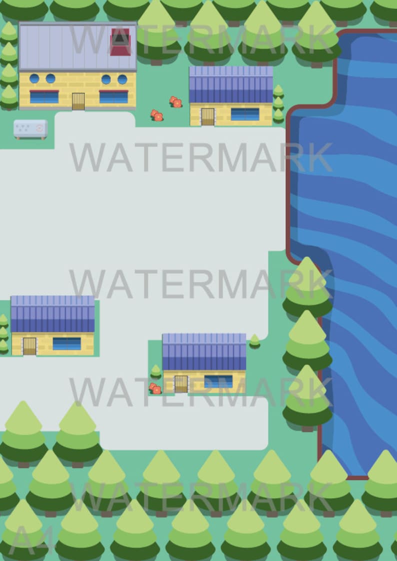 New Bark Town Minimal Print Digital Print Pokémon Multiple Sizes - Etsy