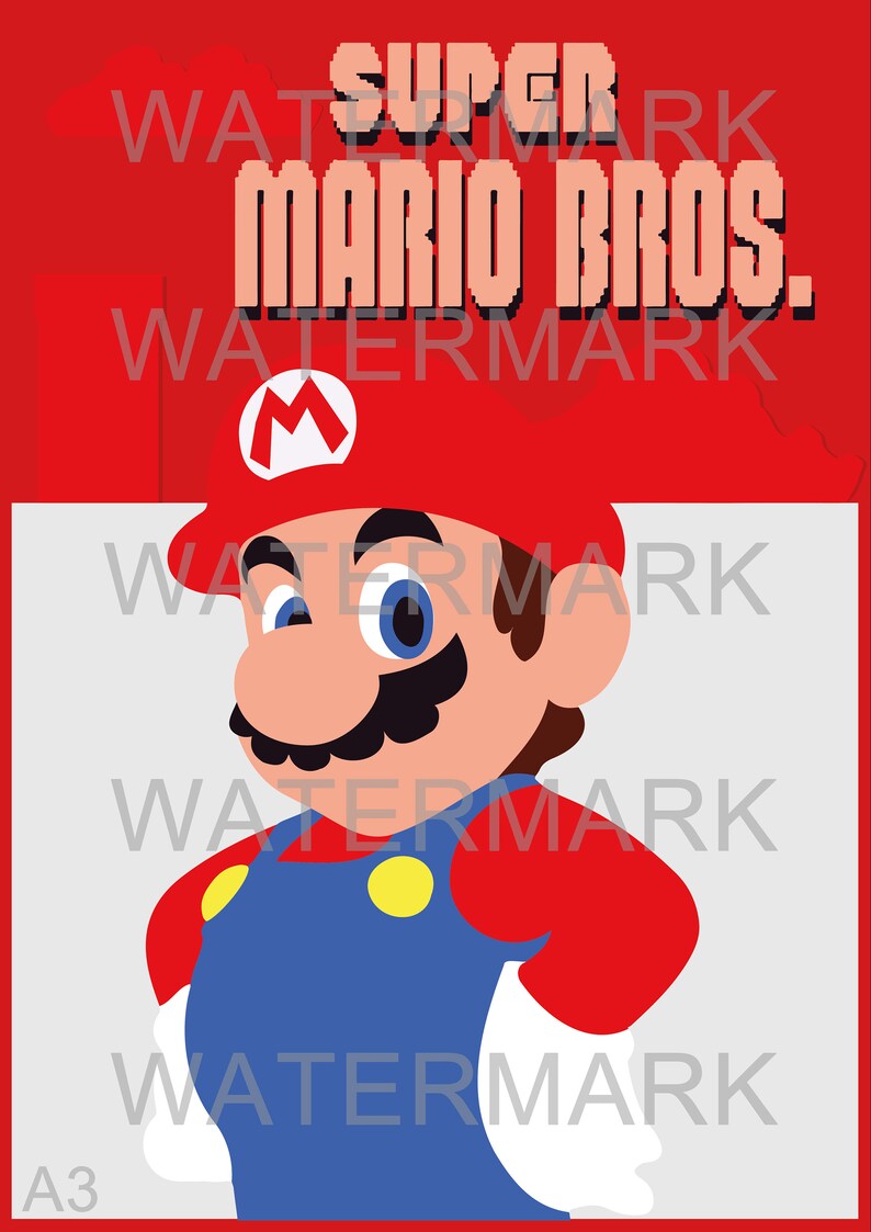 Super Mario Bros Colourful Minimal Print Digital Download - Etsy