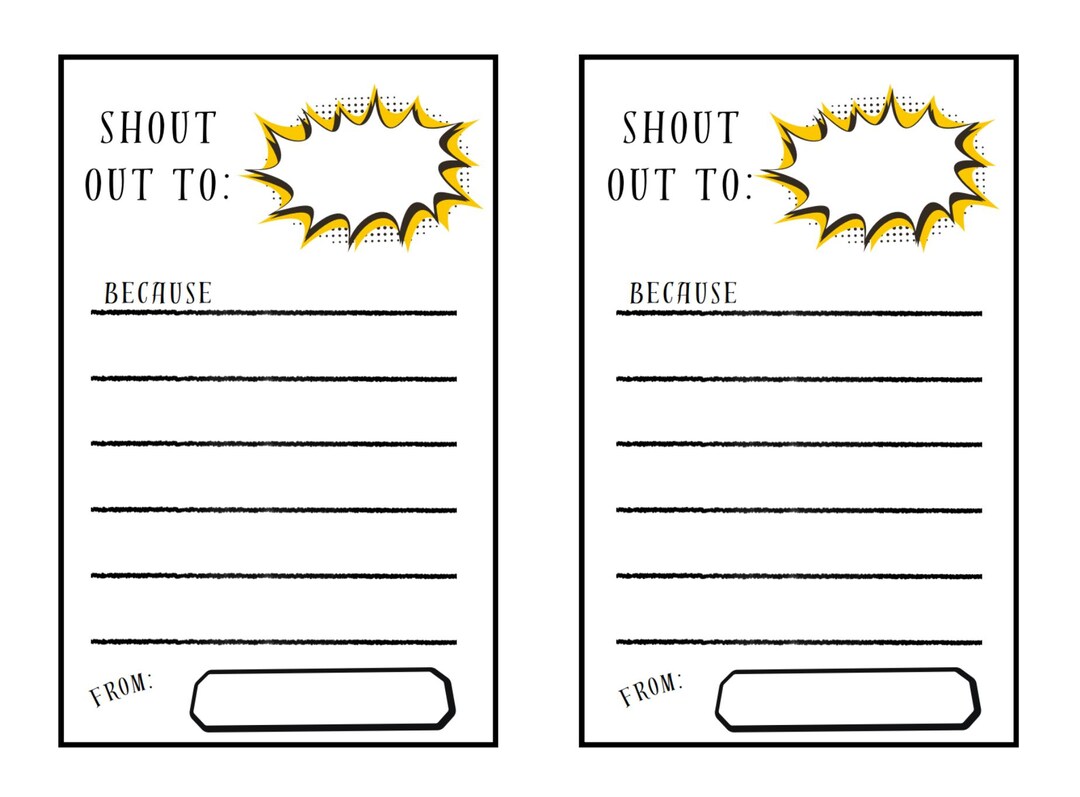 Staff Shout Cards - Etsy