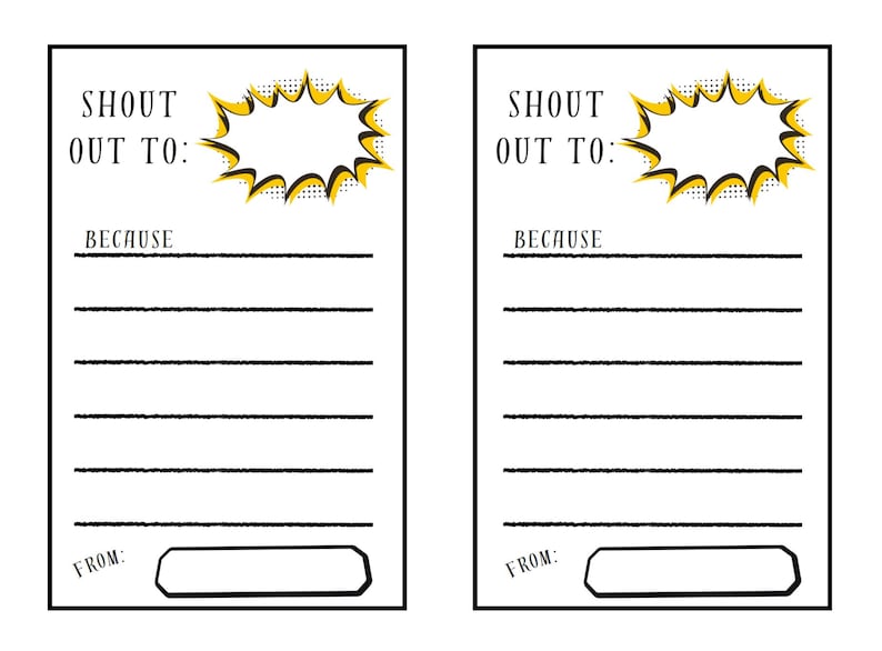 Staff Shout Cards - Etsy