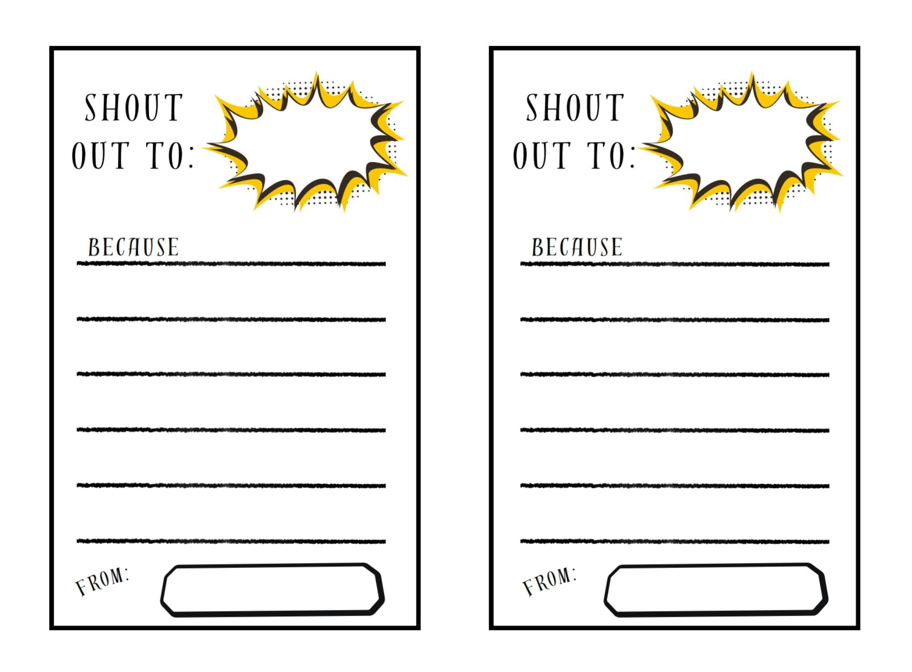 Staff Shout Cards - Etsy
