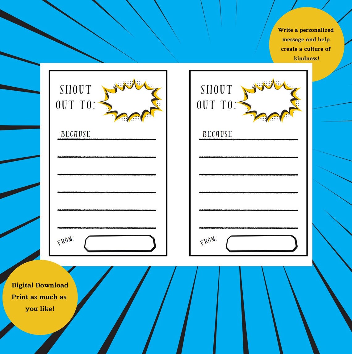 Staff Shout Cards - Etsy