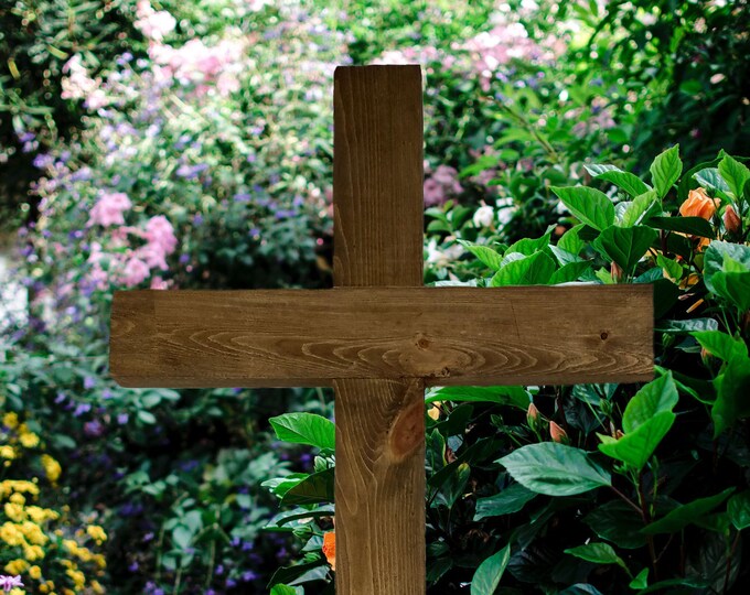 EXTRA Large 5 Ft. Stained Garden Cross, Memorial Cross. Pre-cut Pockets ...