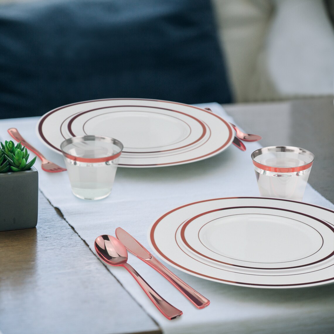 1200 Piece Rose Gold Dinnerware Set 400 White and Rose Gold | Etsy