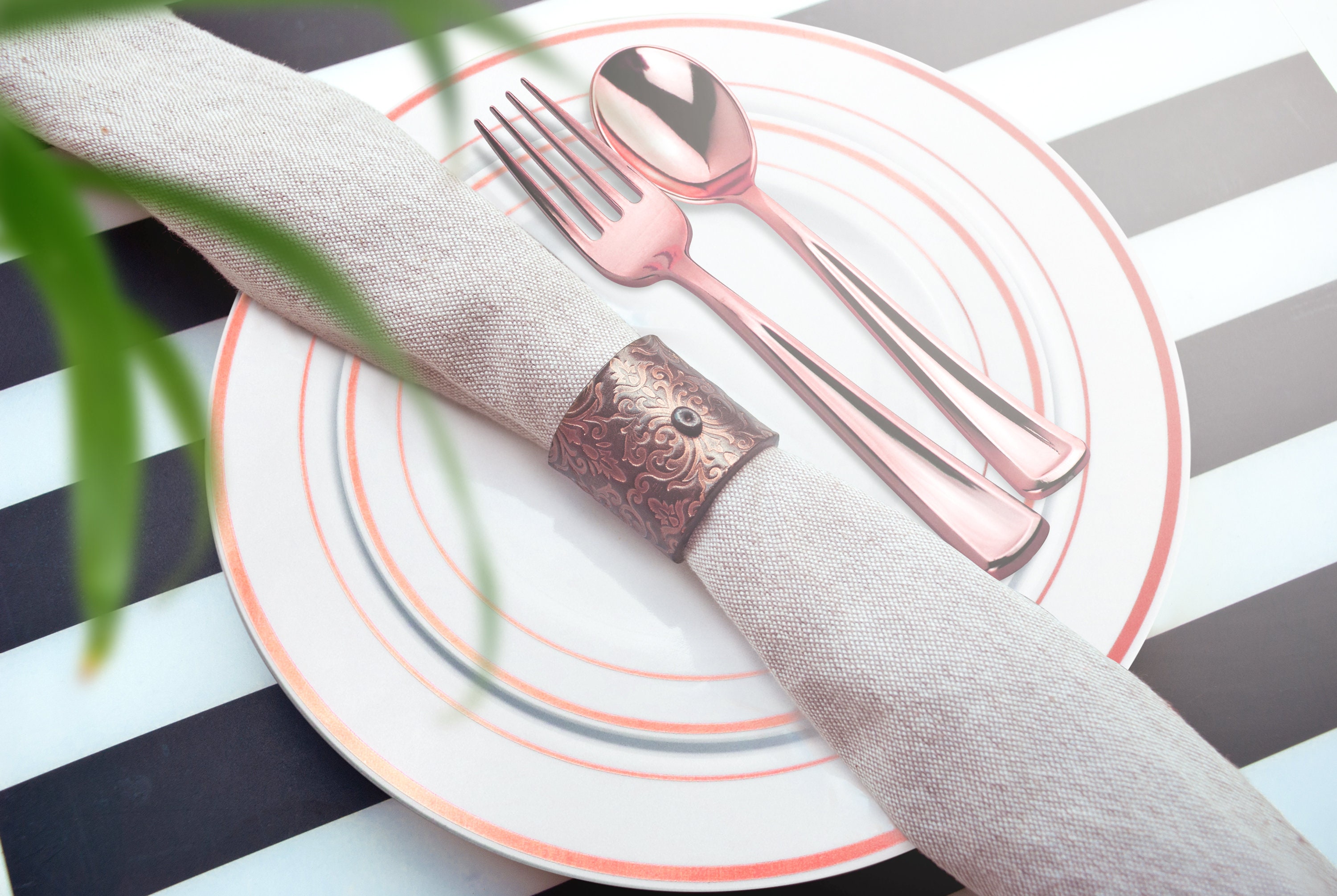 1200 Piece Rose Gold Dinnerware Set 400 White and Rose Gold | Etsy