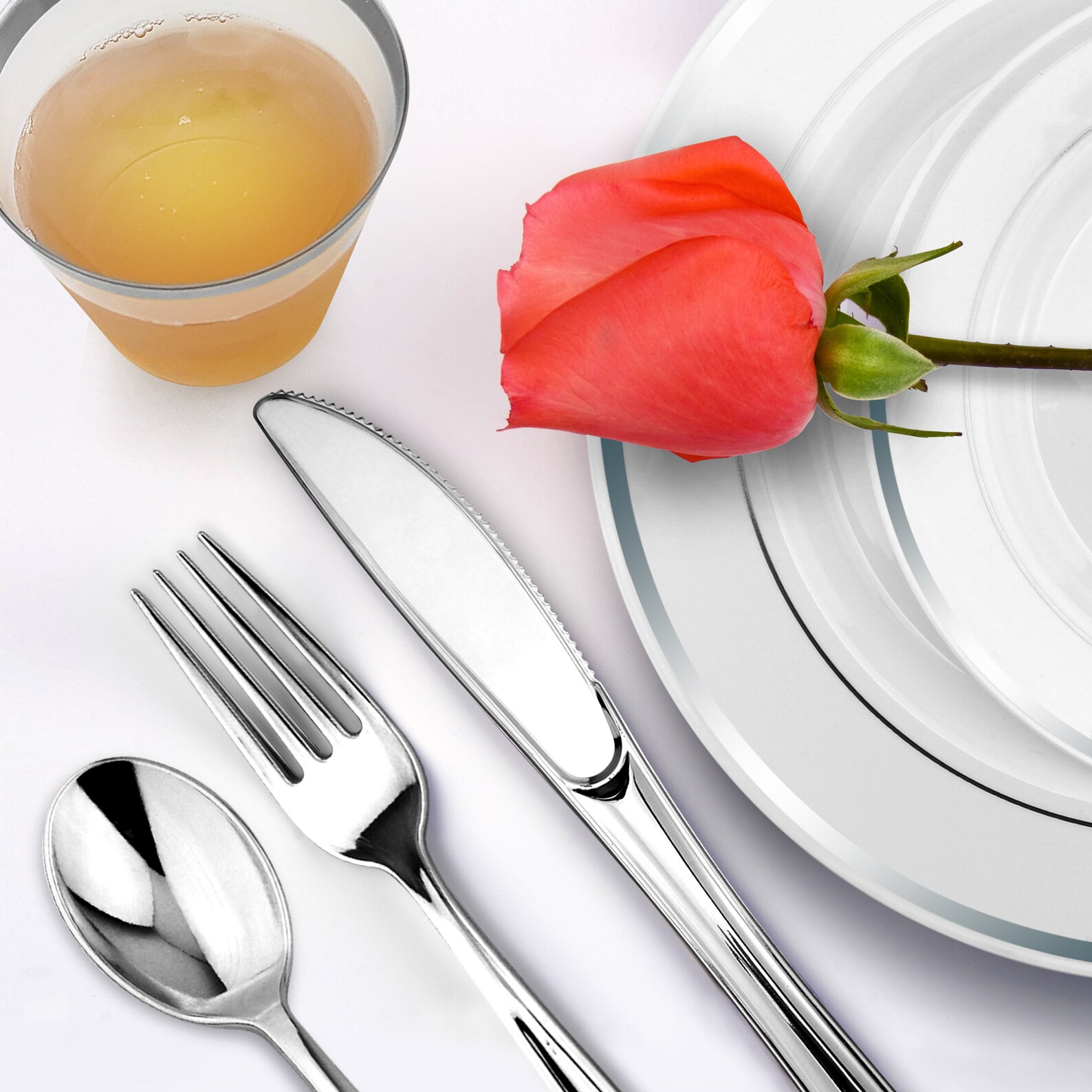 1200 Piece Silver Dinnerware Set 400 White and Silver | Etsy