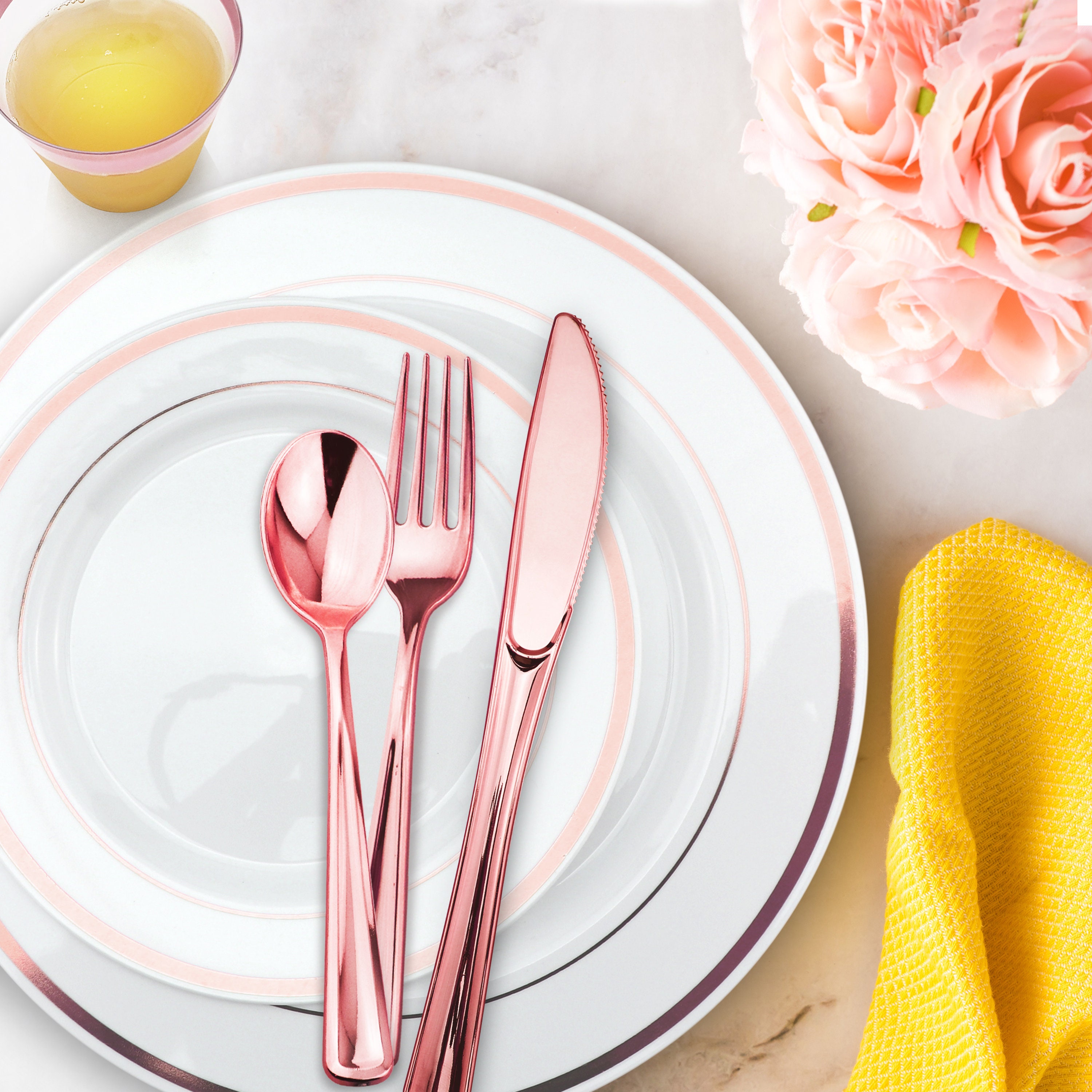 1200 Piece Rose Gold Dinnerware Set 400 White and Rose Gold | Etsy