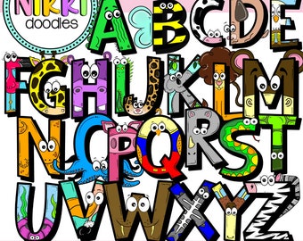 Animal Alphabet LETTERS U TO Z Clipart and Digital Paper Set Cute ABC ...