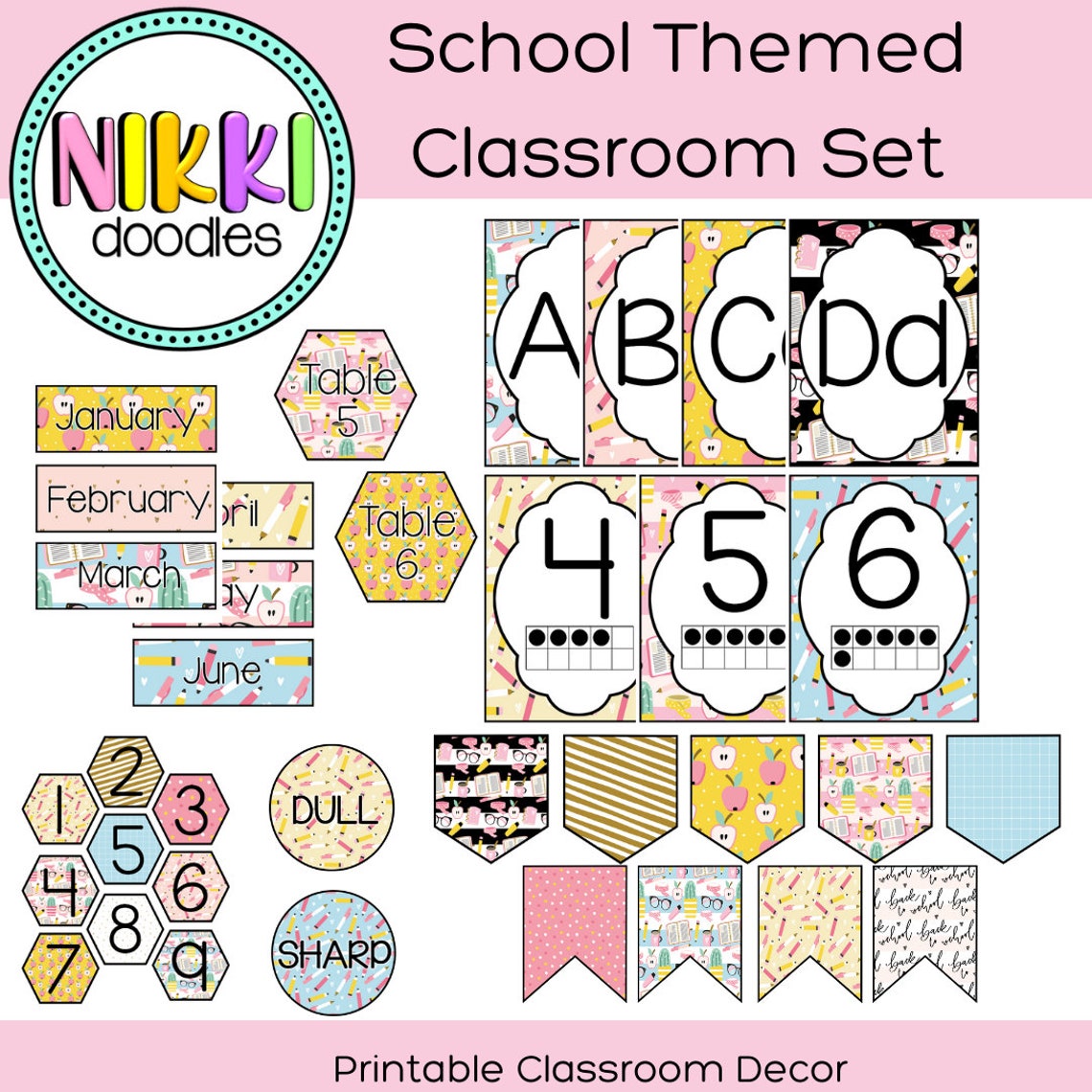 Sweet School Themed Printable Classroom Decor Set Victorian, Floral ...