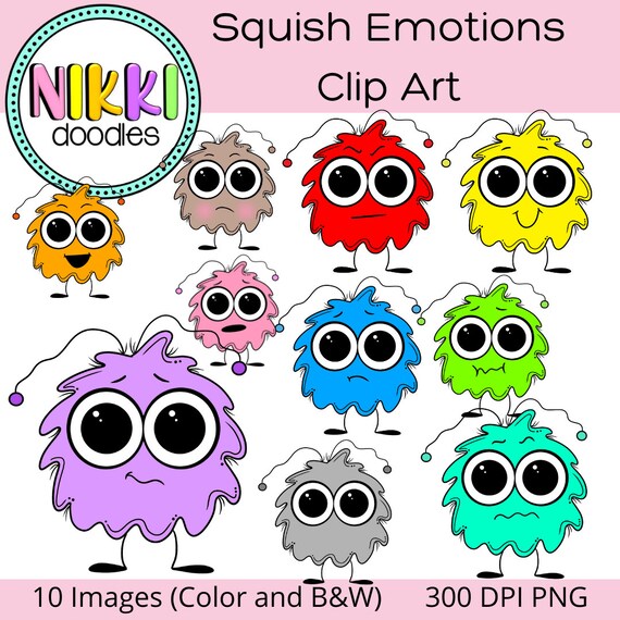 Squish Emotions Clipart Set | Etsy