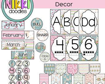 Sweet School Themed Printable Classroom Decor Set Victorian, Floral ...