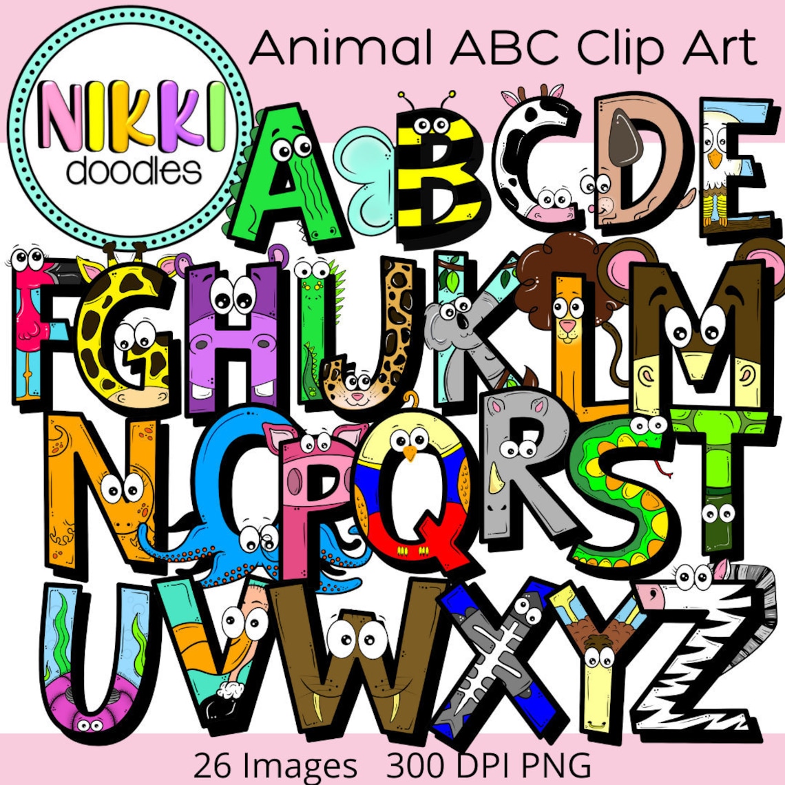 Alphabet Digital Clipart Set - Etsy