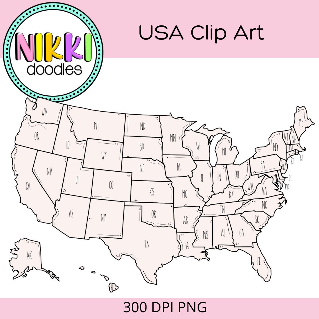 DIGITAL United States Map Clipart - Etsy
