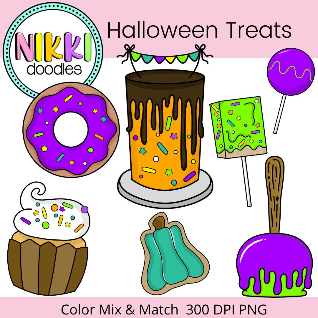 Halloween Sweet Treat Clipart Set Cake Cupcake Cakepop Cookie Donut ...