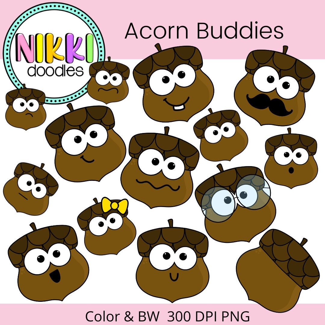 Acorn Buddies Fall Emotions Clip Art Seasons - Etsy
