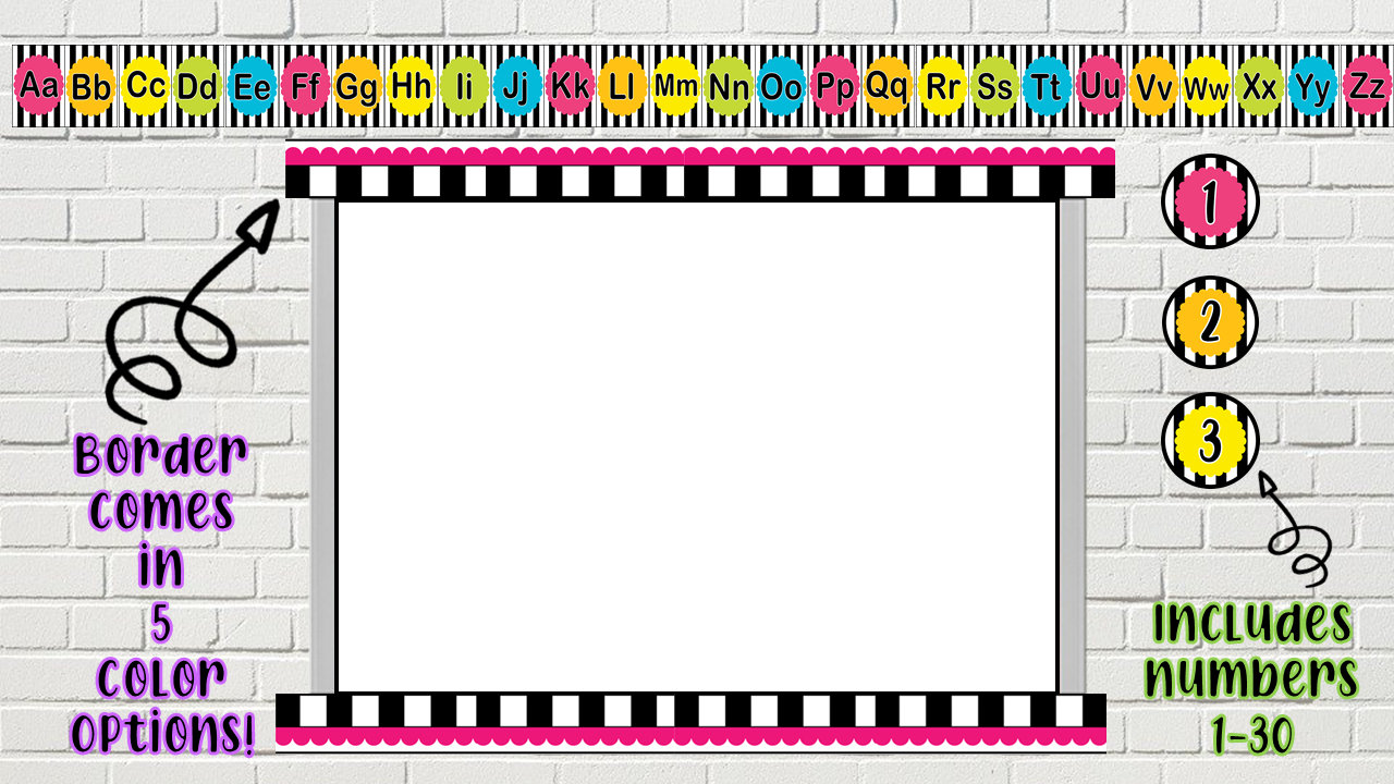 Neon Stripe Printable Classroom Border Alphabet Number Decor - Etsy