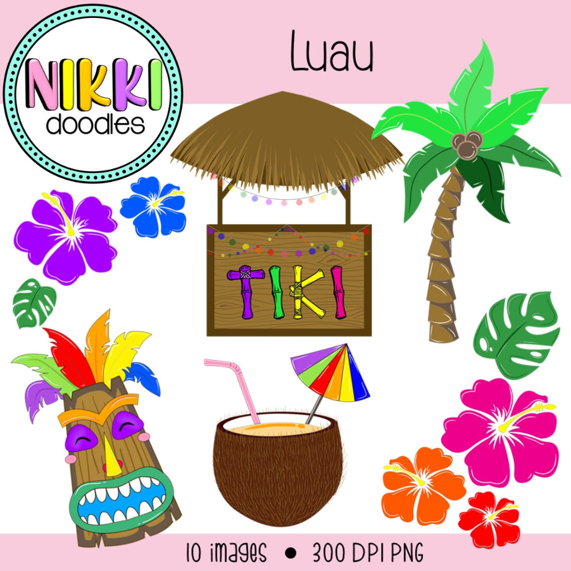 Hawaiian Luau Digital Clipart Set - Etsy