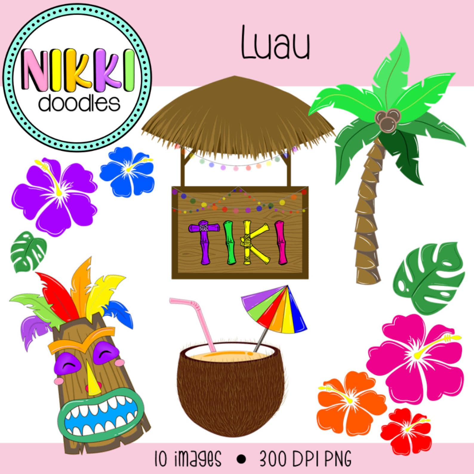 Hawaiian Luau Digital Clipart Set - Etsy