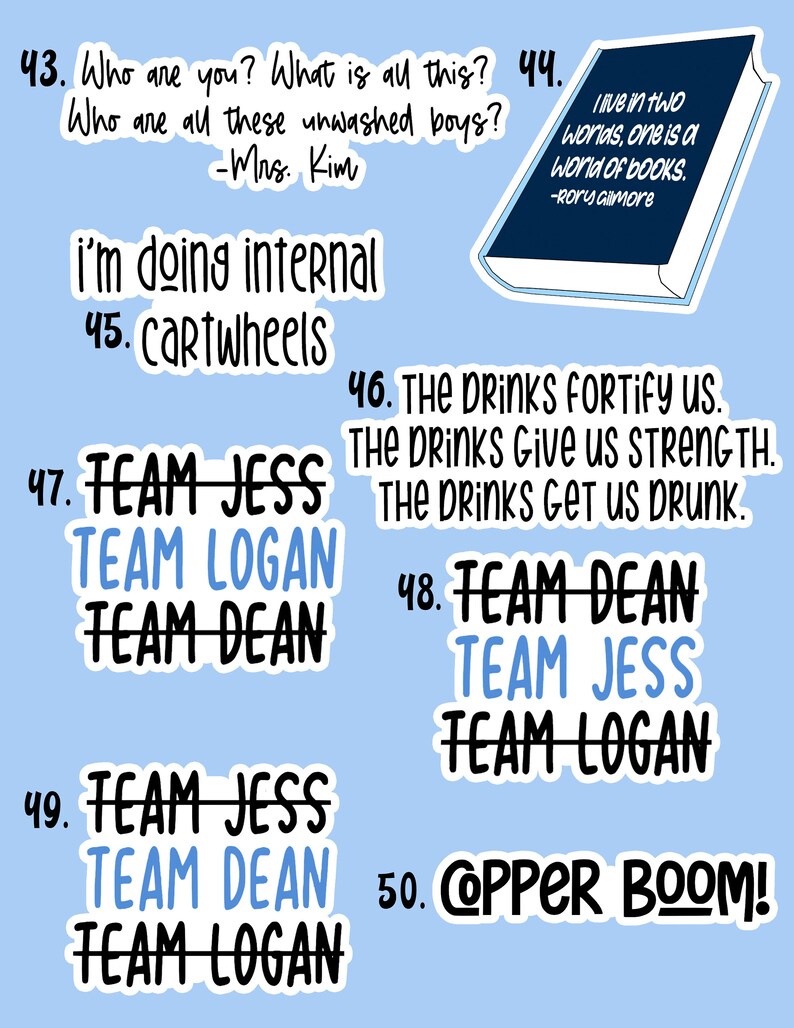 Gilmore Girls Sticker Pack Choose Any 10 - Etsy