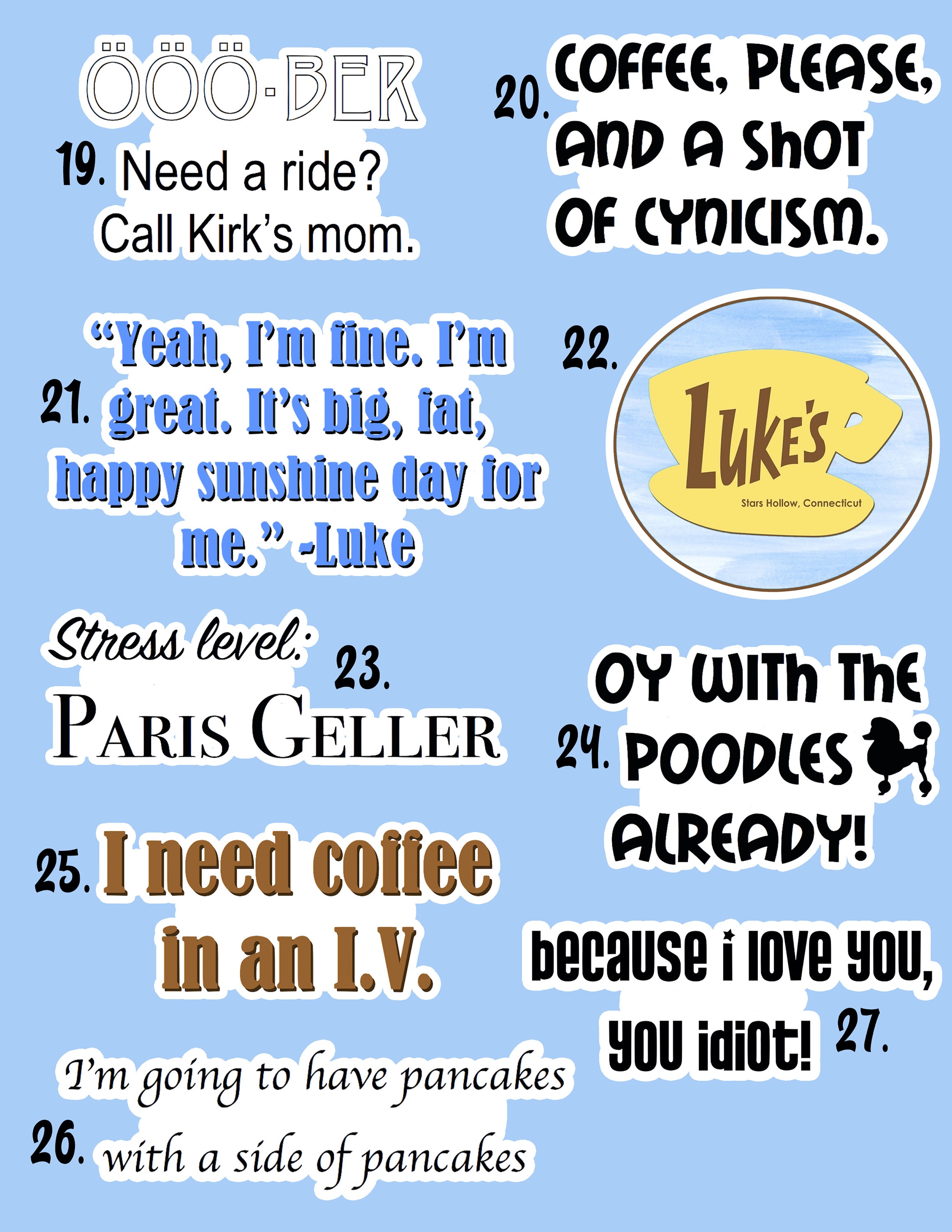 Gilmore Girls Sticker Pack Choose Any 10 - Etsy