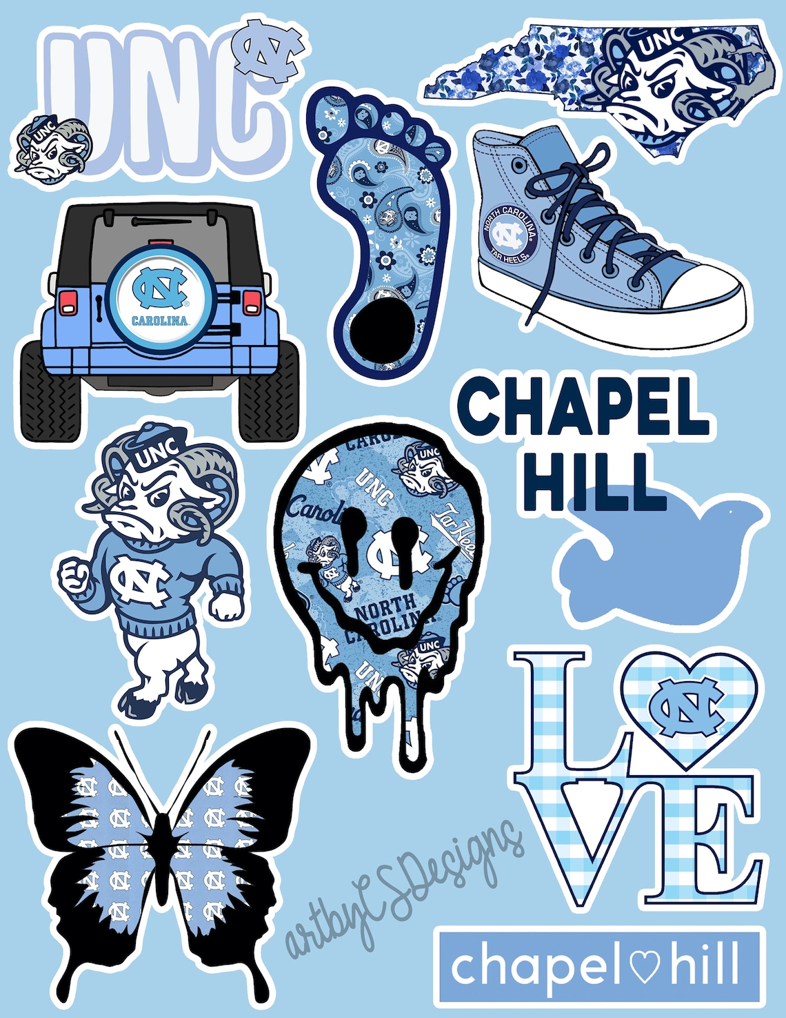 University of North Carolina Sticker Pack - Etsy