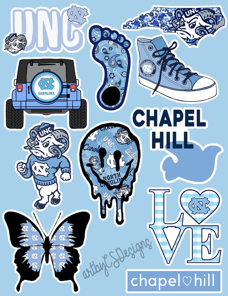 University of North Carolina Sticker Pack - Etsy