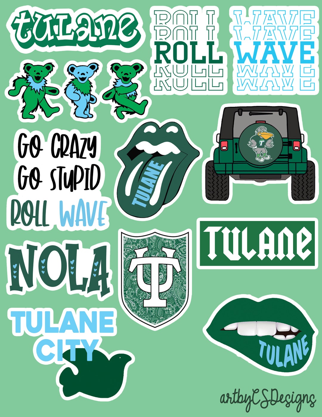 Tulane University Sticker Pack - Etsy