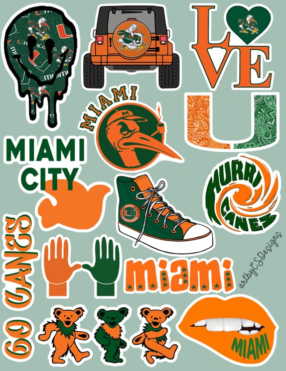University of Miami Sticker Pack | Etsy