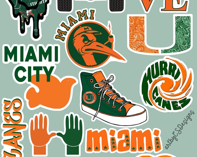 University of Miami Sticker Pack - Etsy