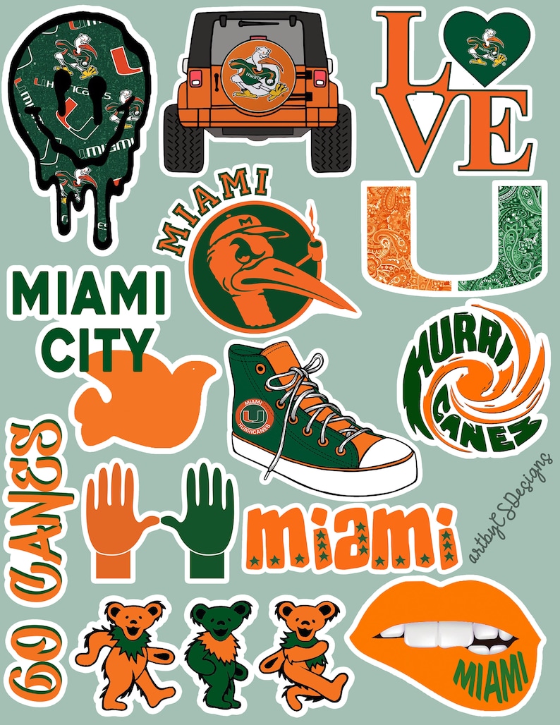 University of Miami Sticker Pack - Etsy