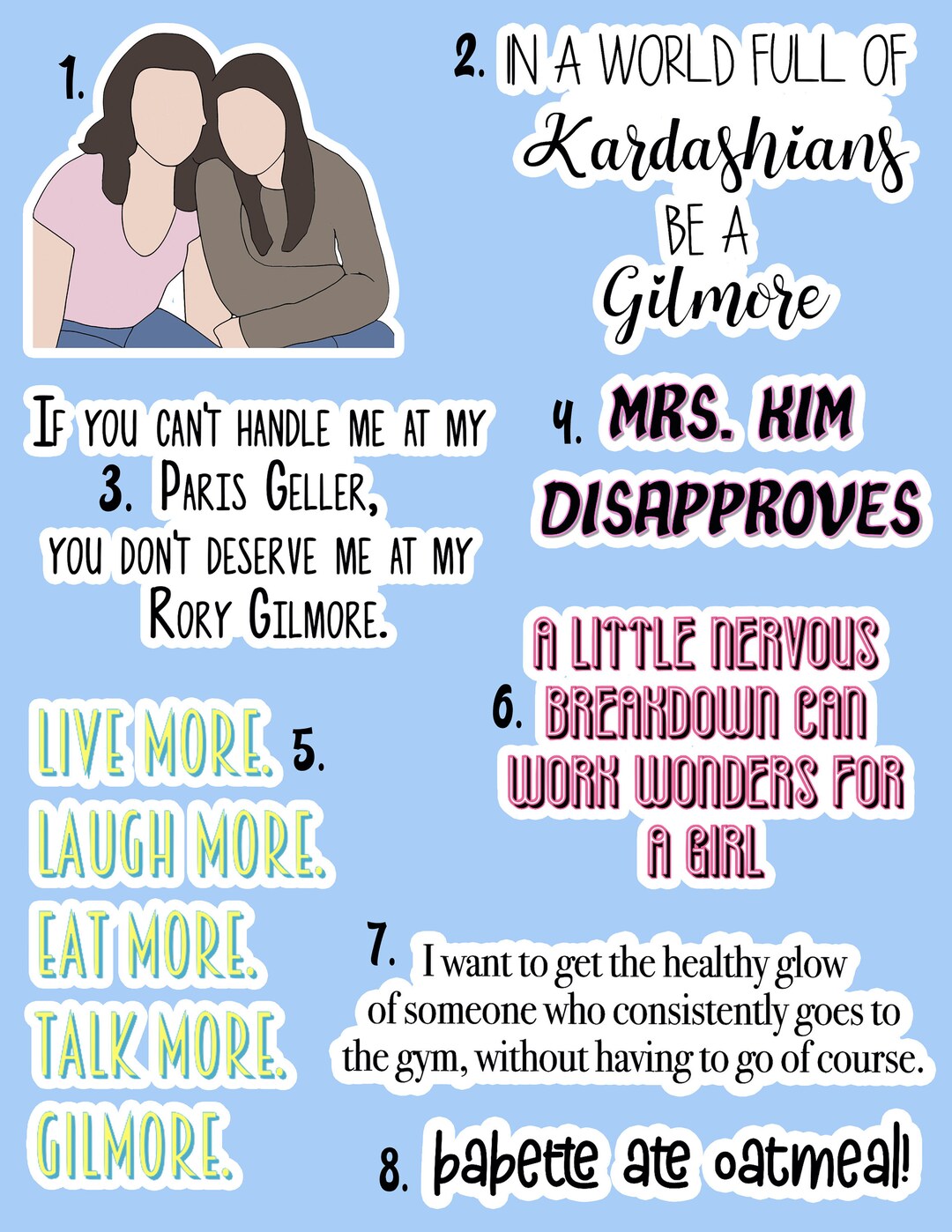 Gilmore Girls Sticker Pack- Choose Any 10 - Etsy