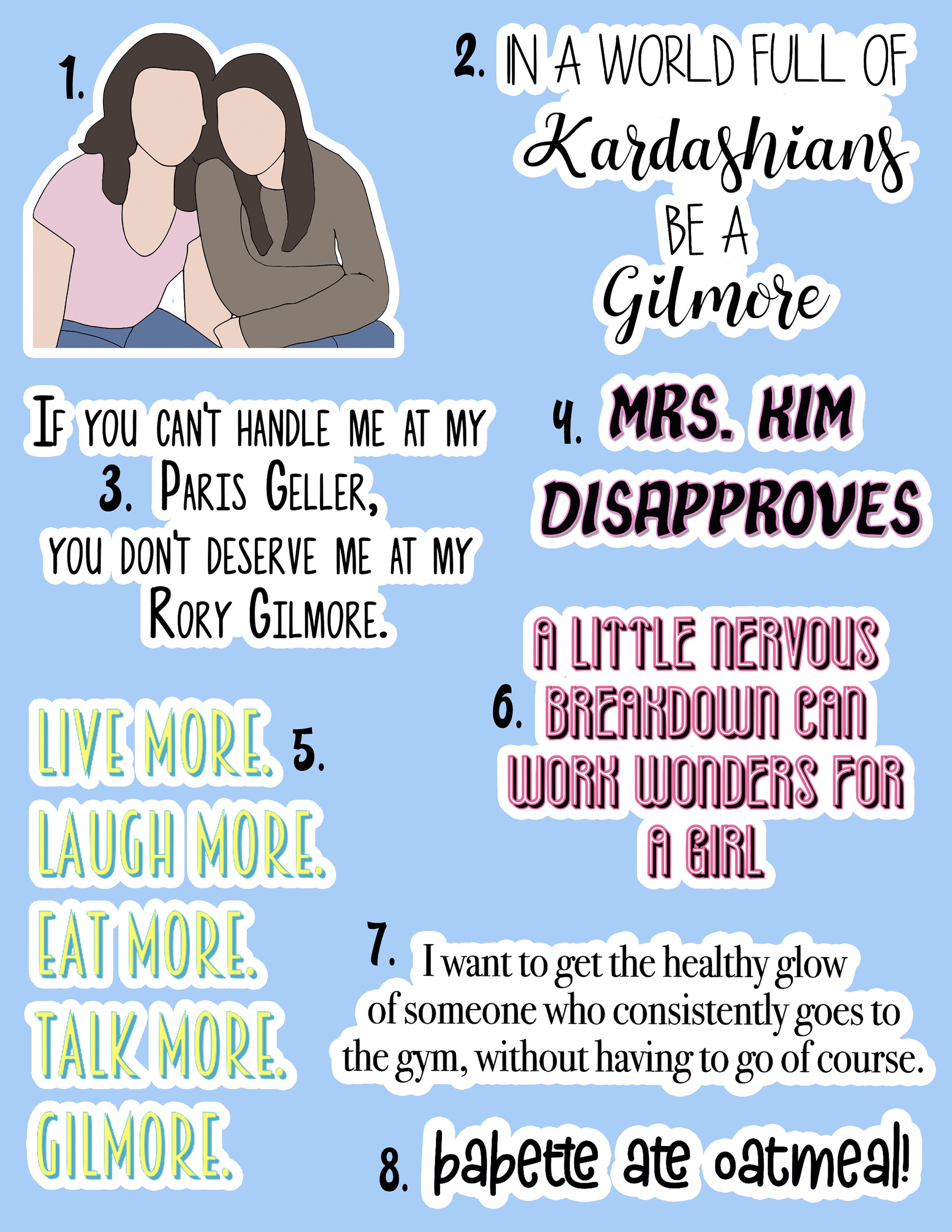 Gilmore Girls Sticker Pack Choose Any 10 - Etsy