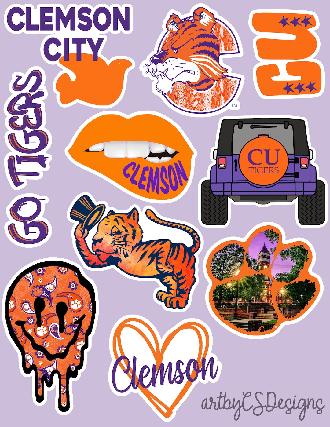 Clemson University Sticker Pack - Etsy