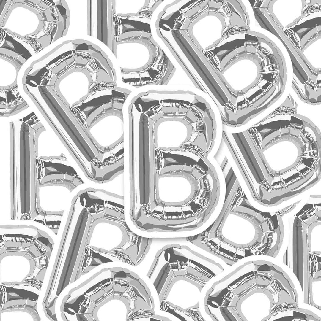 Silver Balloon Letter B Waterproof Vinyl Sticker - Etsy