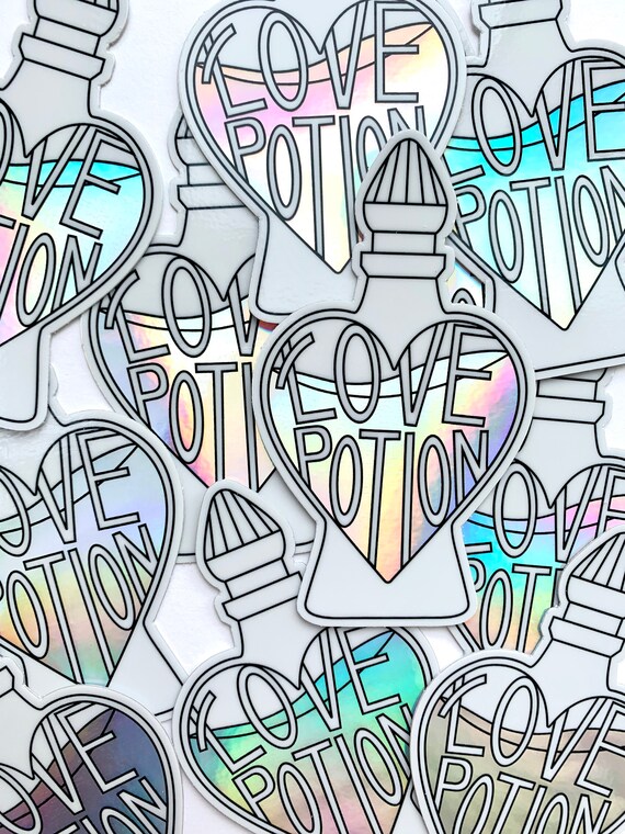 Love Potion Holographic Vinyl Sticker | Etsy