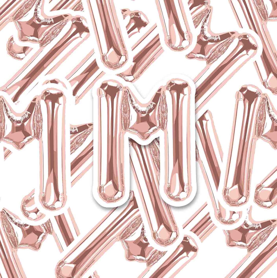 Rose Gold Balloon Letter M Waterproof Vinyl Sticker - Etsy