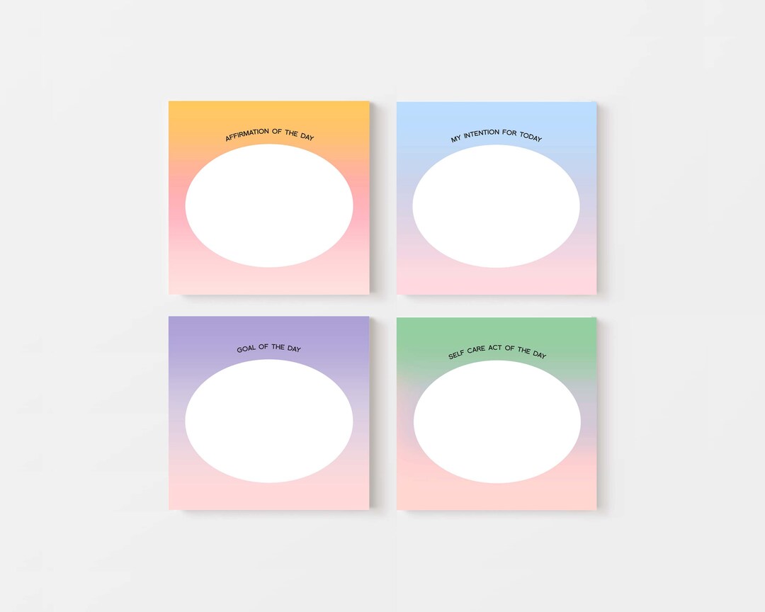 Daily Intention Setting Sticky Note Bundle: Positive Mindset & Self ...