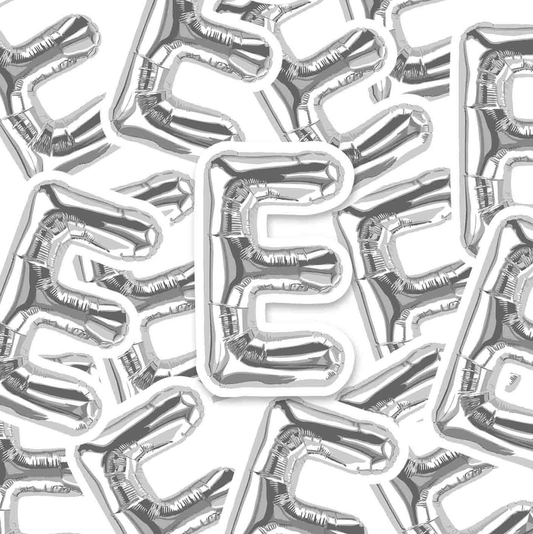 Silver Balloon Letter E Waterproof Vinyl Sticker - Etsy