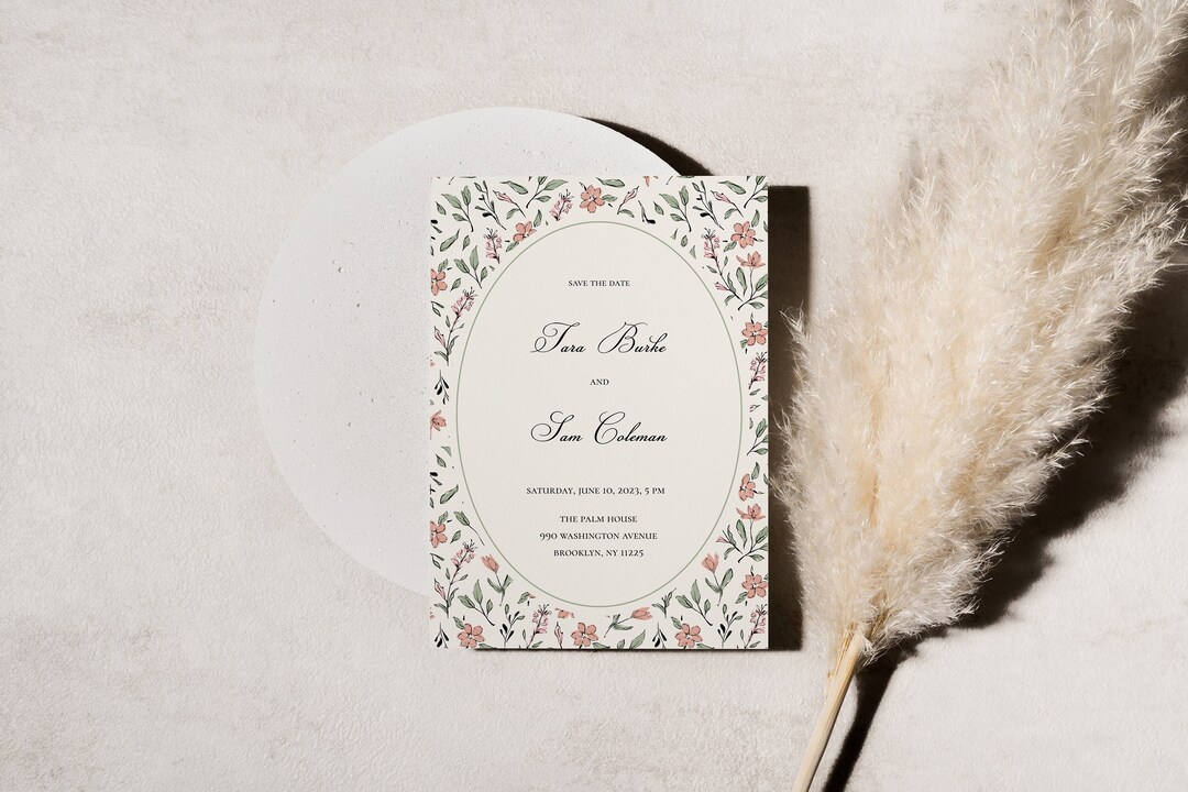 TARA: Hand Drawn Customizable, Printable, Instant Download DIY Floral 5 ...