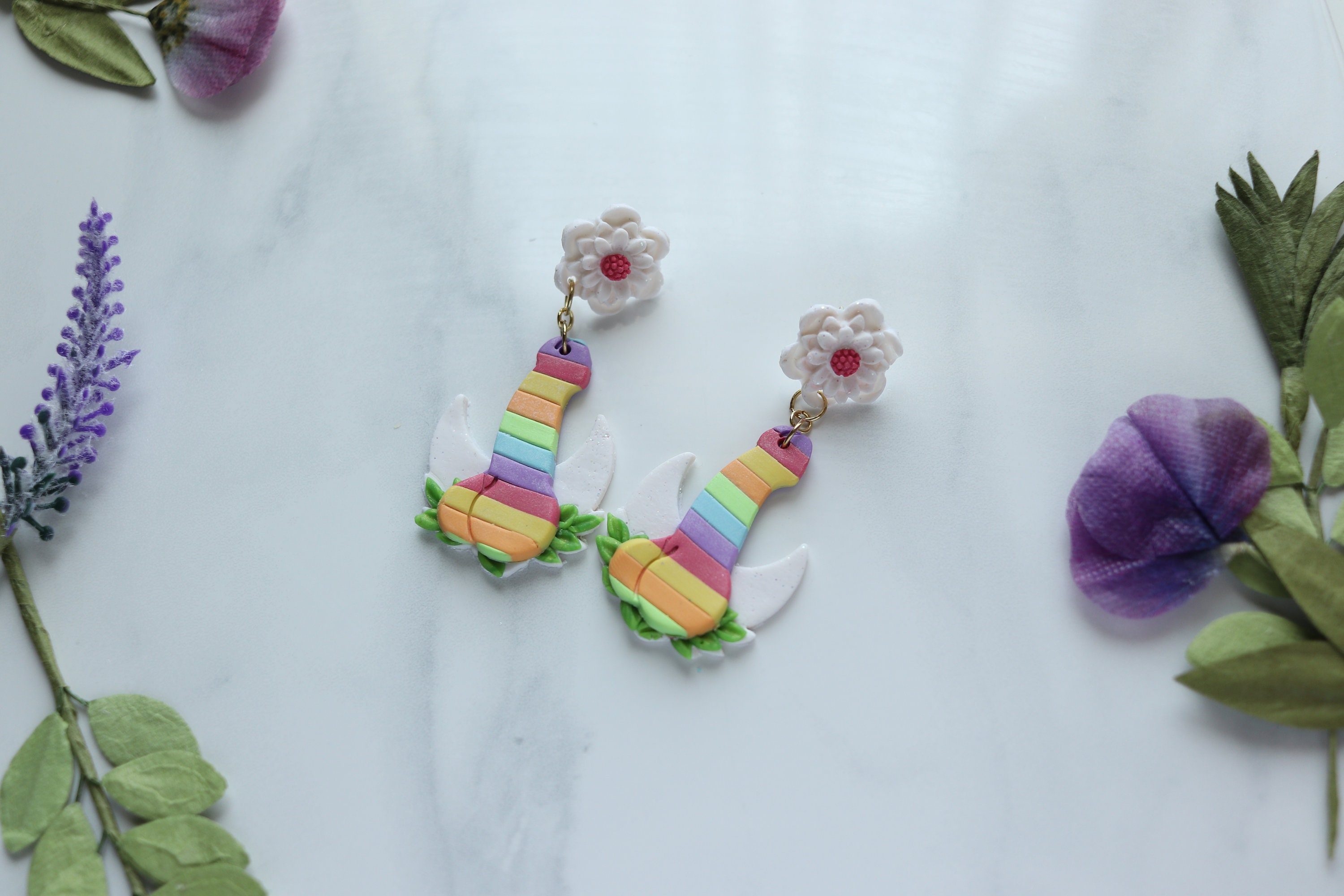 Rainbow Willy Earrings Rainbow Peepee Earrings Floral - Etsy