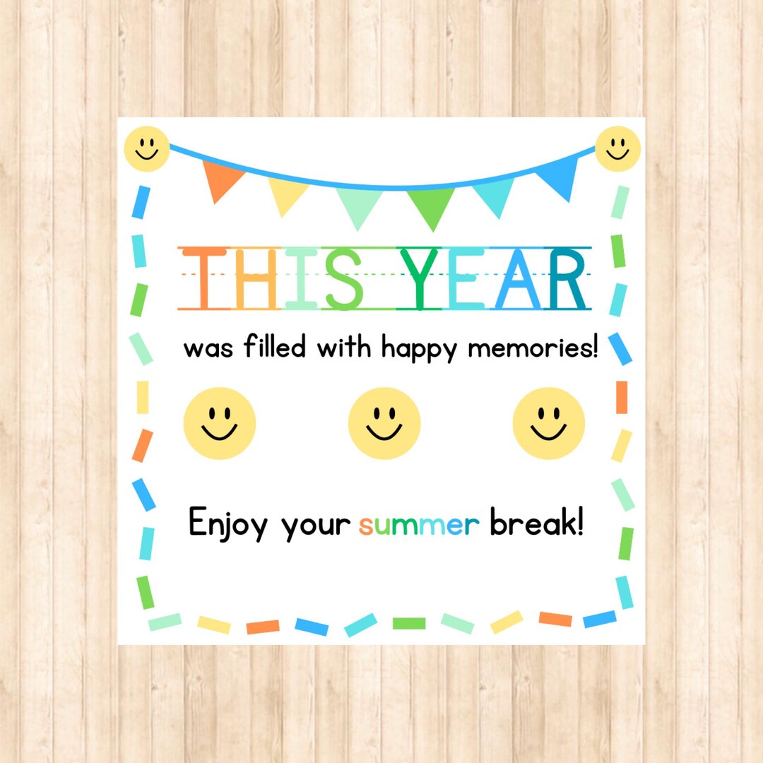 Happy Summer Break Gift Tag: Smiley Face Printable (digital) - Etsy