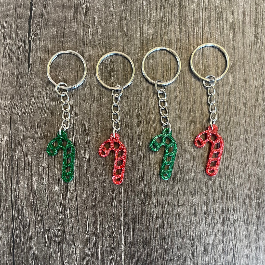 Mini Glitter Candy Cane Keychain Christmas Charm Candy - Etsy