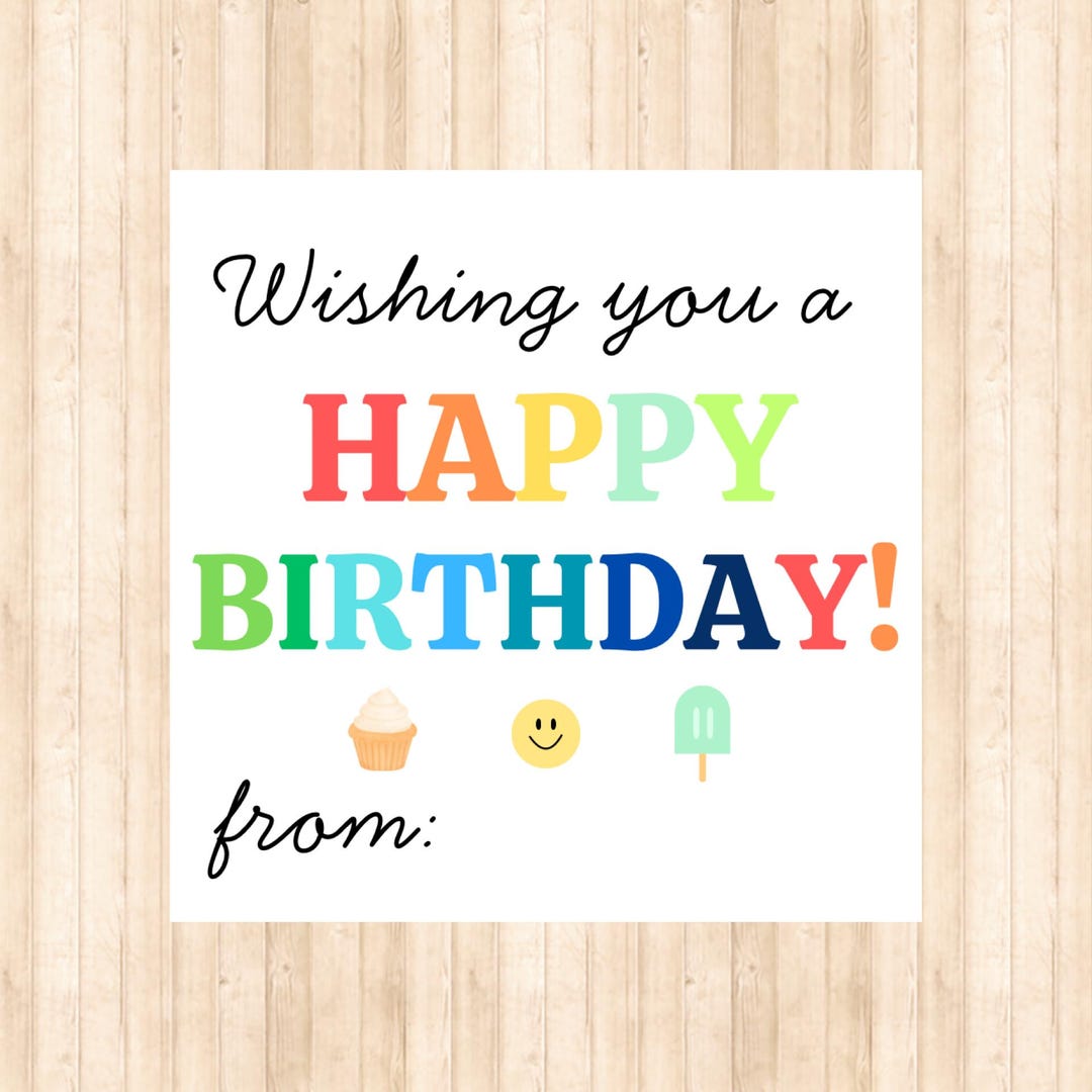 Colorful Happy Birthday Gift Tag | Digital Birthday School Gift Tag ...
